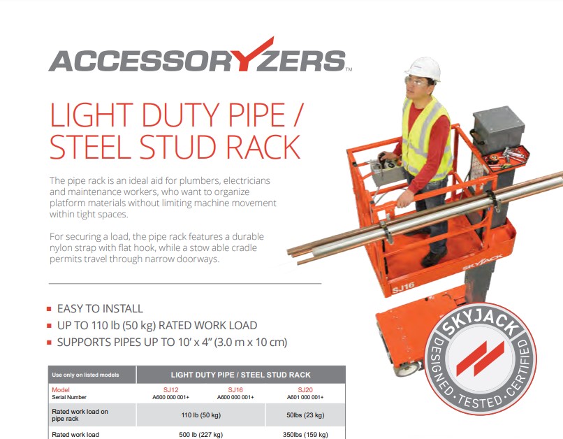 VM LIGHT DUTY PIPE / STEEL STUD RACK | Skyjack