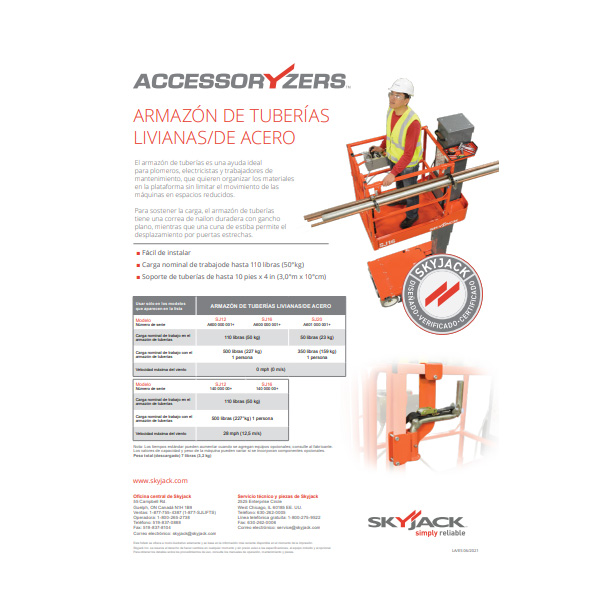 ARMAZÓN DE TUBERÍAS LIVIANAS/DE ACERO | Skyjack